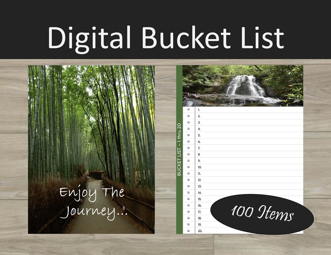 Digital Bucket List Planner Accessory Nature Theme - Etsy