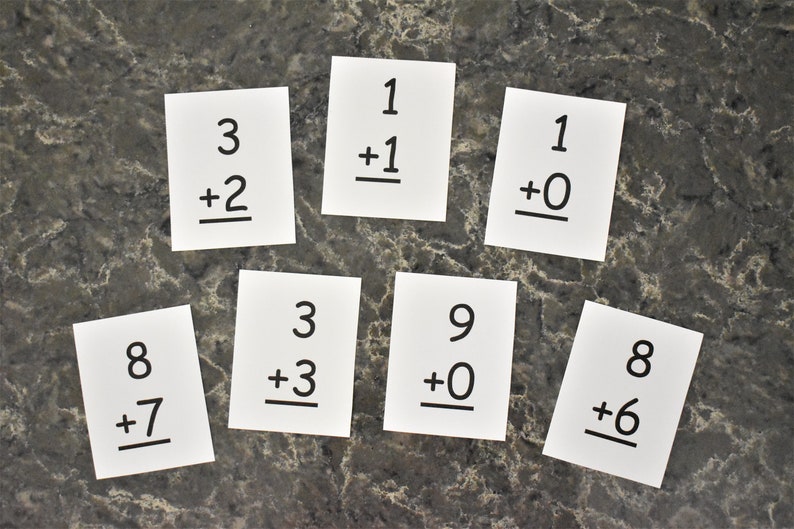 Addition Flash Cards Math Facts Numbers 0-9 Second Grade | Etsy