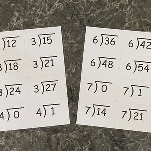 Division Flash Cards - Math Facts Numbers 0-9 - Fourth Grade Math ...