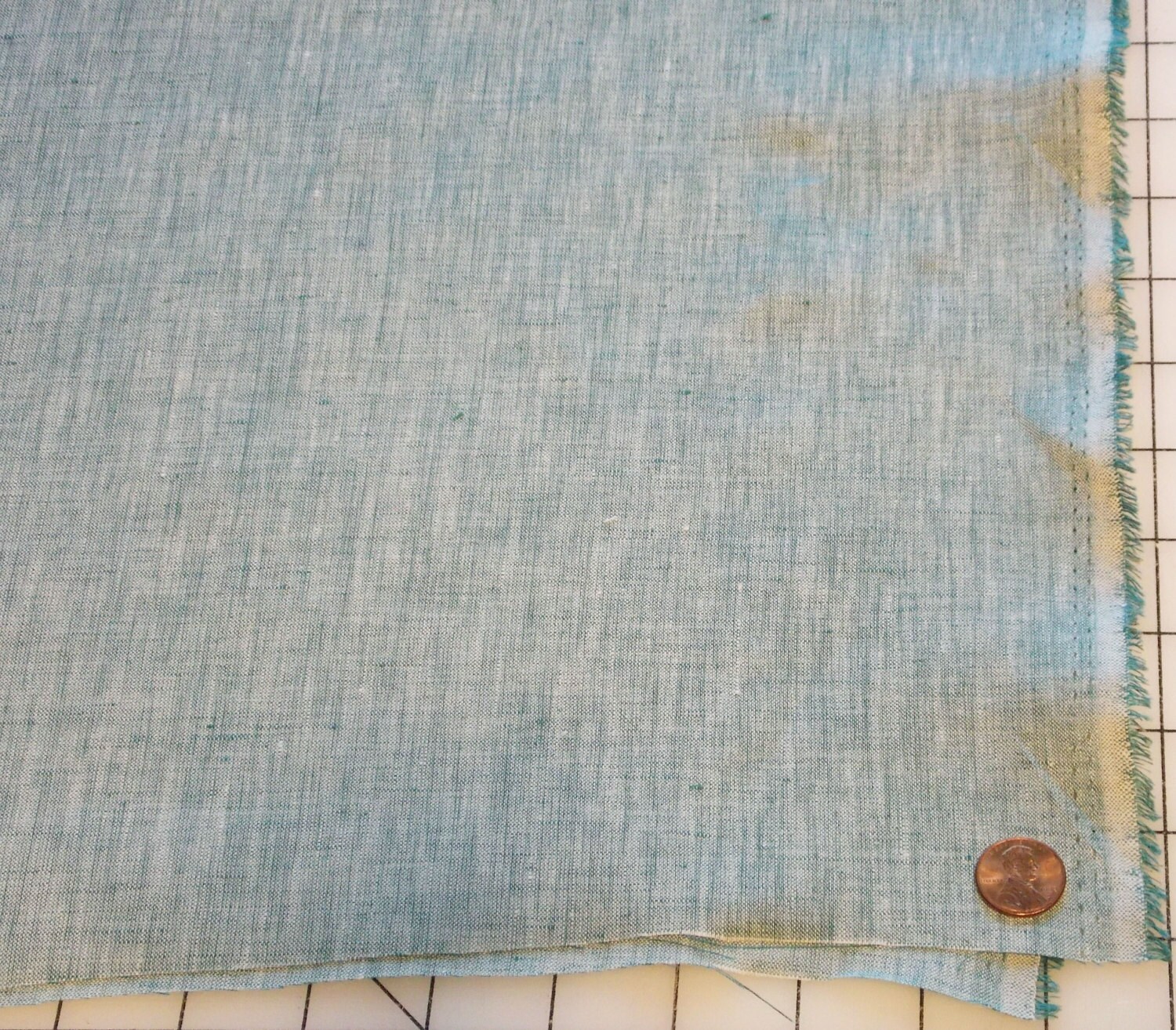 Cross-woven Linen Fabric by the Yard Teal/white - Etsy