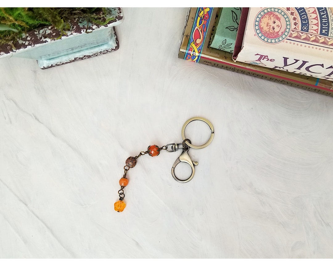 Key Ring With Wire Wrapped Fob in Orange, Garden, Party, Renaissance ...