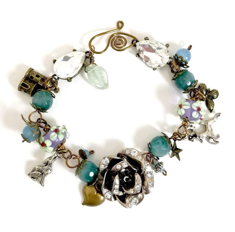 Fairytale Forest Bracelet in Teal Renaissance Adjustable Length Fantasy ...