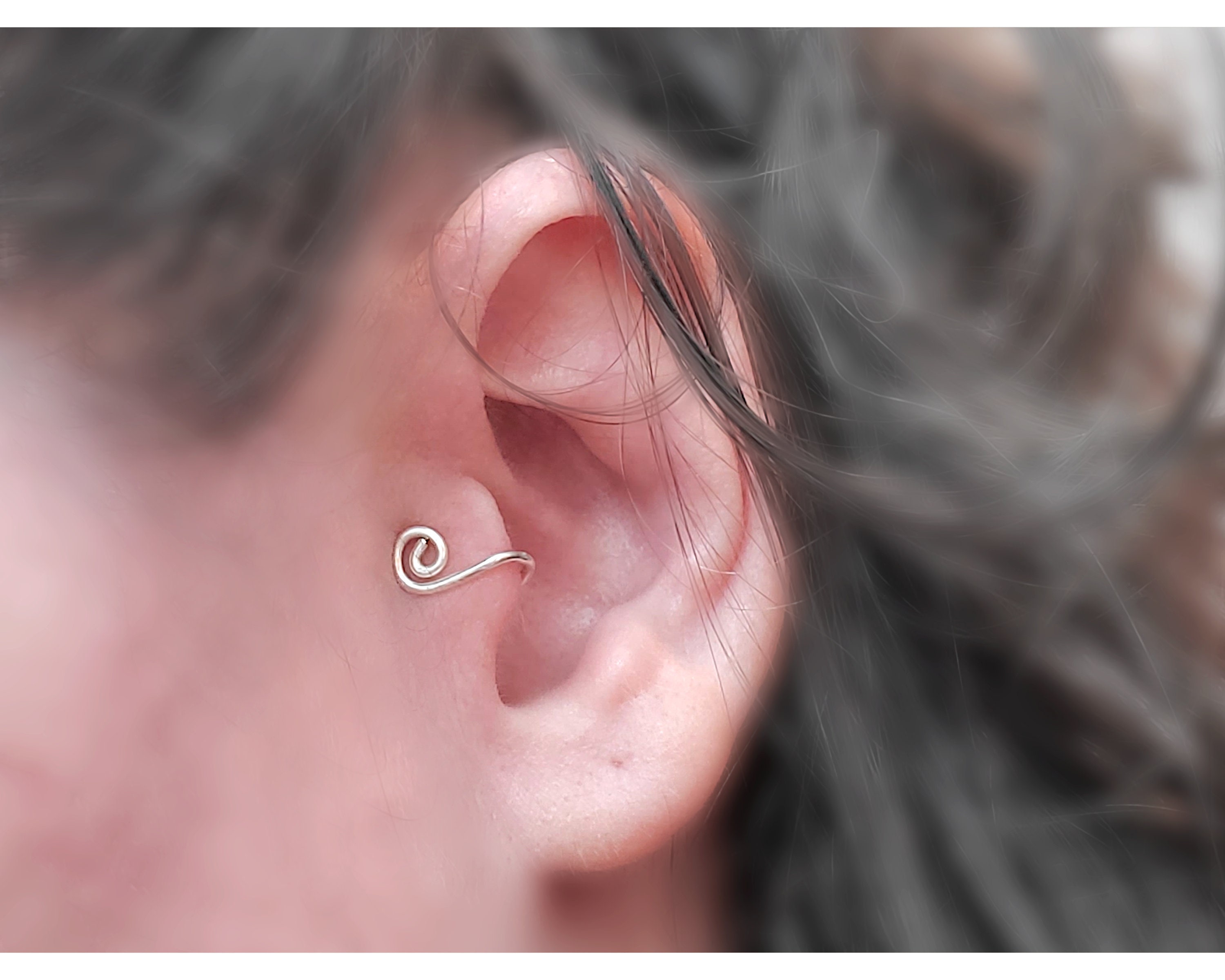 Ear Tragus /nose Side Cuff, Double Spiral, Reversible, Adjustable ...