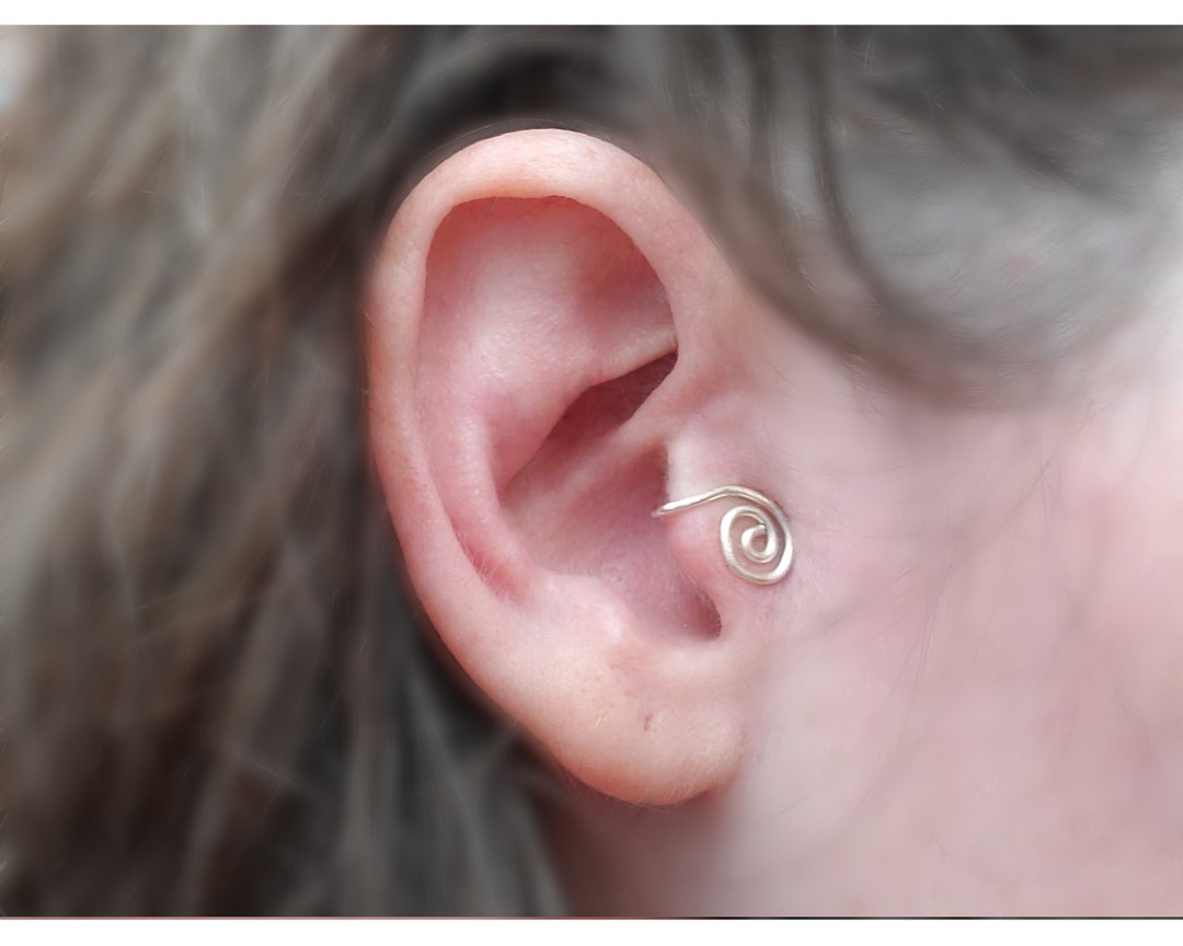 Ear Tragus or Nose Side Cuff, Single Spiral, Reversible, Adjustable ...