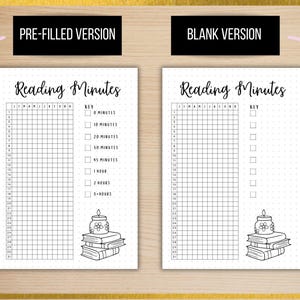 Book Reading Minutes Tracker Printable | Daily Literacy Goal Log ...