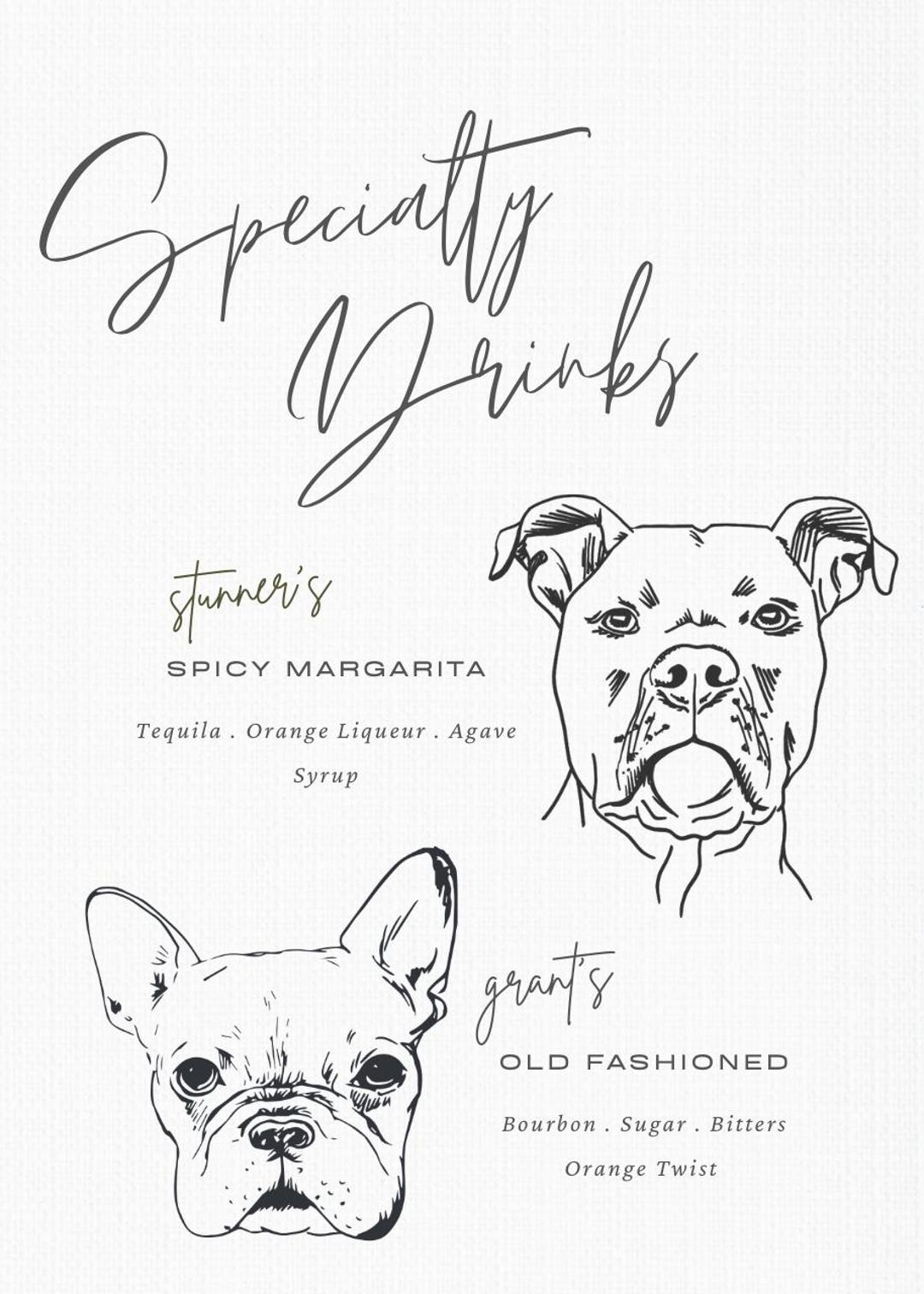 Multiple Dogs Signature Drink Sign Template, Editable Pet Signature ...
