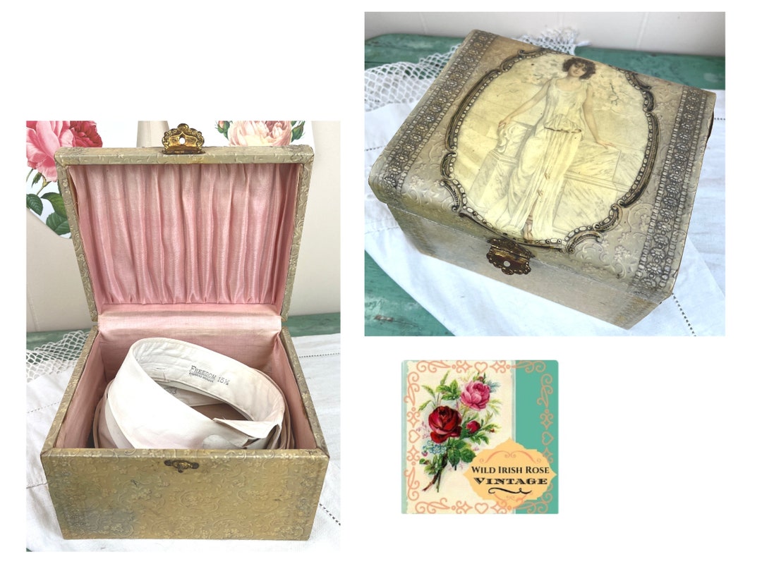 Edwardian Collar Box Antique Dresser Box Antique Celluloid Dresser Box ...
