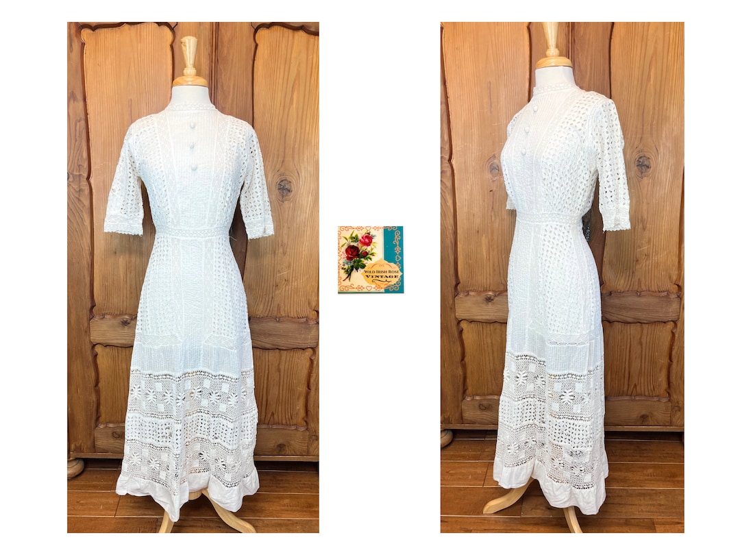Edwardian Dress Edwardian White Eyelet Dress 1910s Tea Party Dress ...