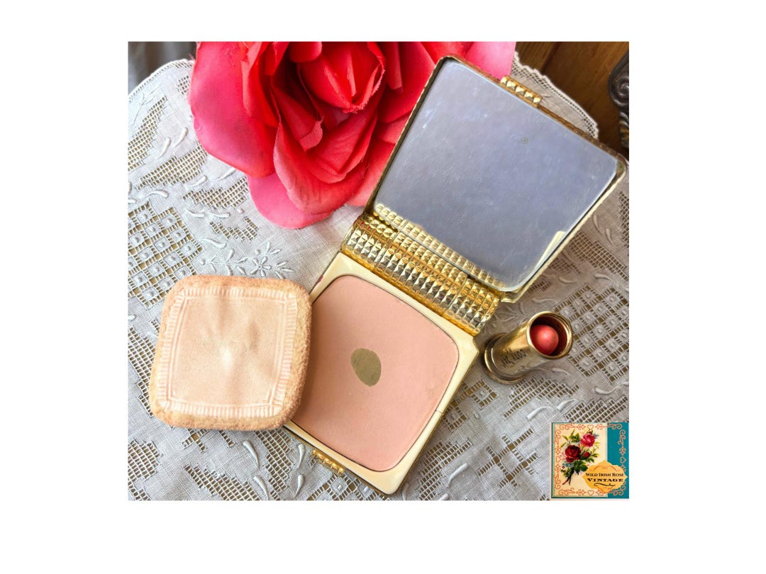 Vintage Coty Duette 1950’s Lipstick Powder Compact Gold Mirror Lipstick Compact French Flair - Etsy