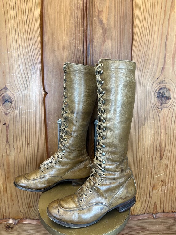 Vintage Tall Leather Field Boots 1930’s Women’s Leath… - Gem