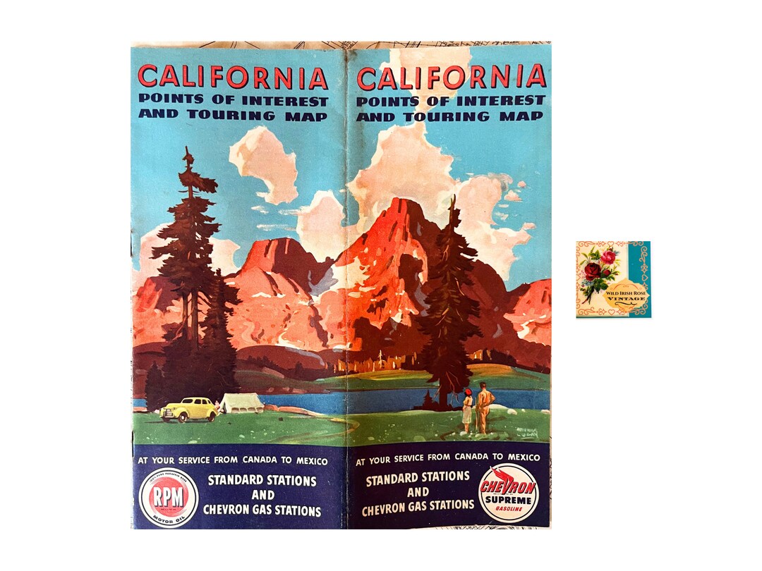 Vintage 1940s Map of California 1946 Chevron California - Etsy