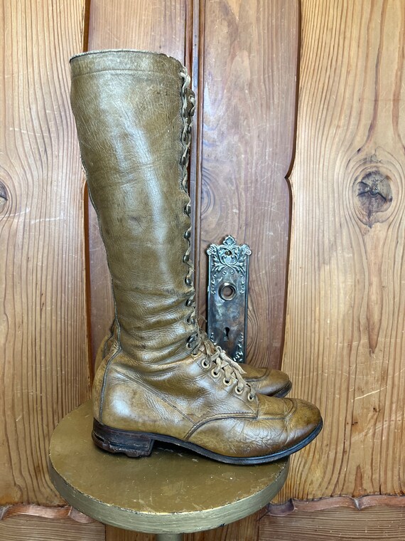 Vintage Tall Leather Field Boots 1930’s Women’s Leath… - Gem