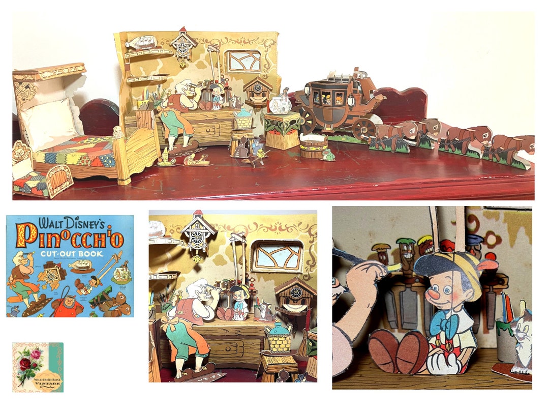 Vintage Disney Pinocchio Cutouts Vintage 1939 Walt Disney Pinocchio ...
