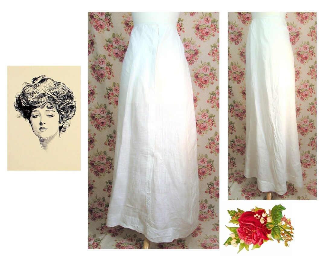 Antique Edwardian Skirt 1910's White Linen Maxi Skirt - Etsy
