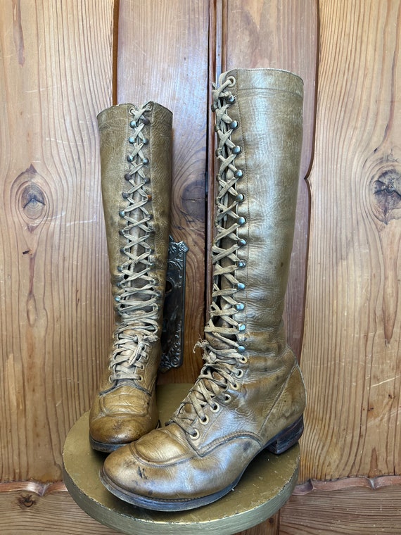 Vintage Tall Leather Field Boots 1930’s Women’s Leath… - Gem