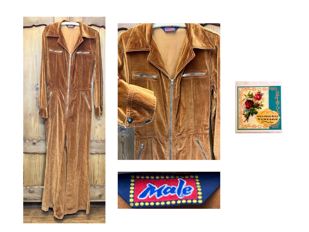 1970s Velour Pantsuit Vintage Disco Mens Pantsuit 70s Etsy