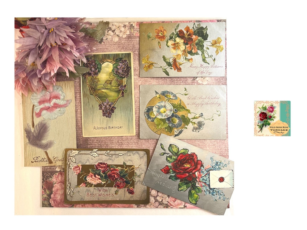 Antique Postcards Edwardian Lithograph Postcards Victorian Birthday ...