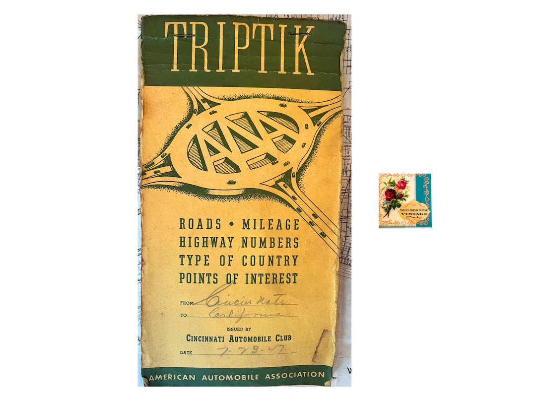 Vintage 1947 Triptik Travel Log Guide Book 1940s Map Book - Etsy