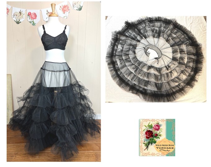 Vintage Long Crinoline 1950s Black Net Crinoline Vintage Full Circle ...