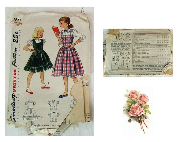 Sewing & Fiber Sewing Vintage 1950s Simplicity 3248 Girls Sun Dress And Bolero Sewing Pattern ...