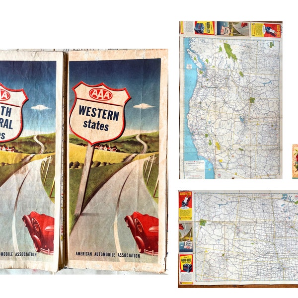 Vintage Road Maps - Etsy
