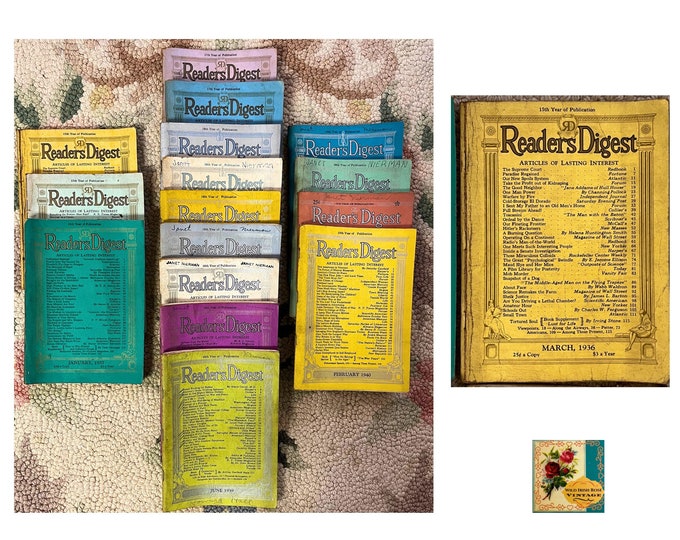 Vintage Reader’s Digest Magazines Collection of 16 1936 Thru 1940 WW 2 ...