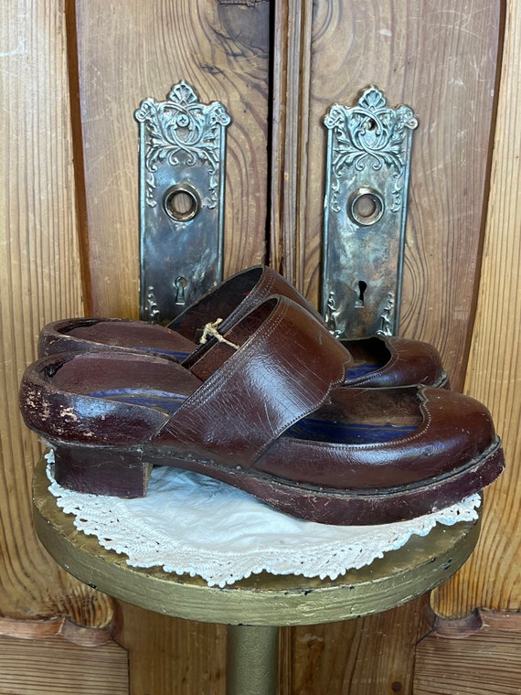 French Clogs Antique French Wooden Clogs Antique Wood… - Gem