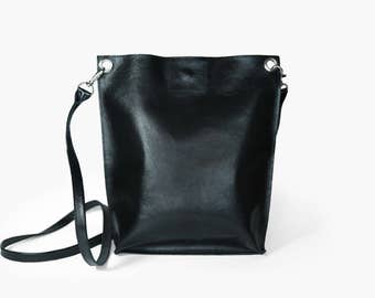 Small black leather cross body bag leather clutch travel