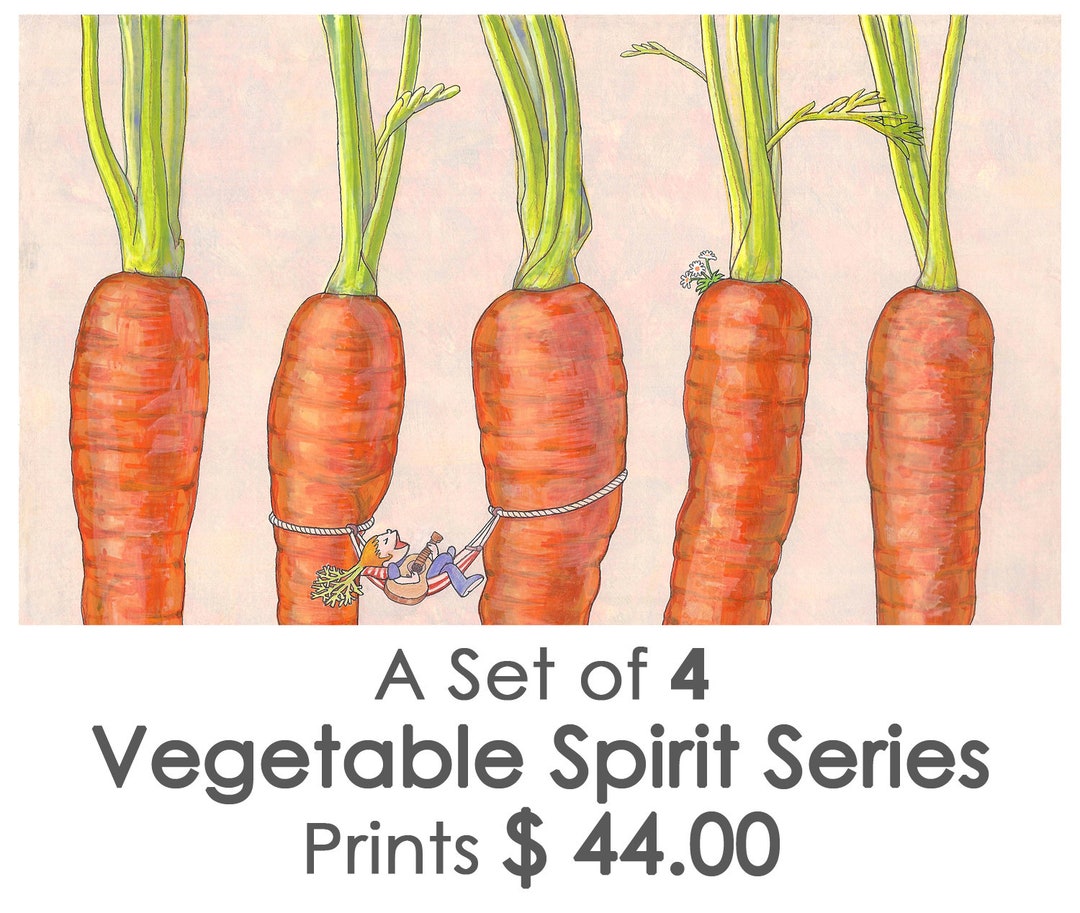Vegetable Spirit Series Illustration - A Set of 4 Prints - Vegetable ...