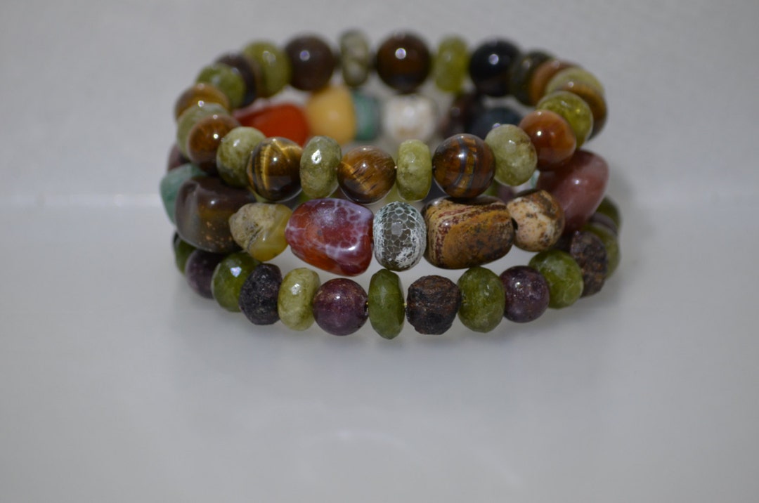 Handmade Natural Semi Precious Gemstone 3 Bracelets Set Accessories ...