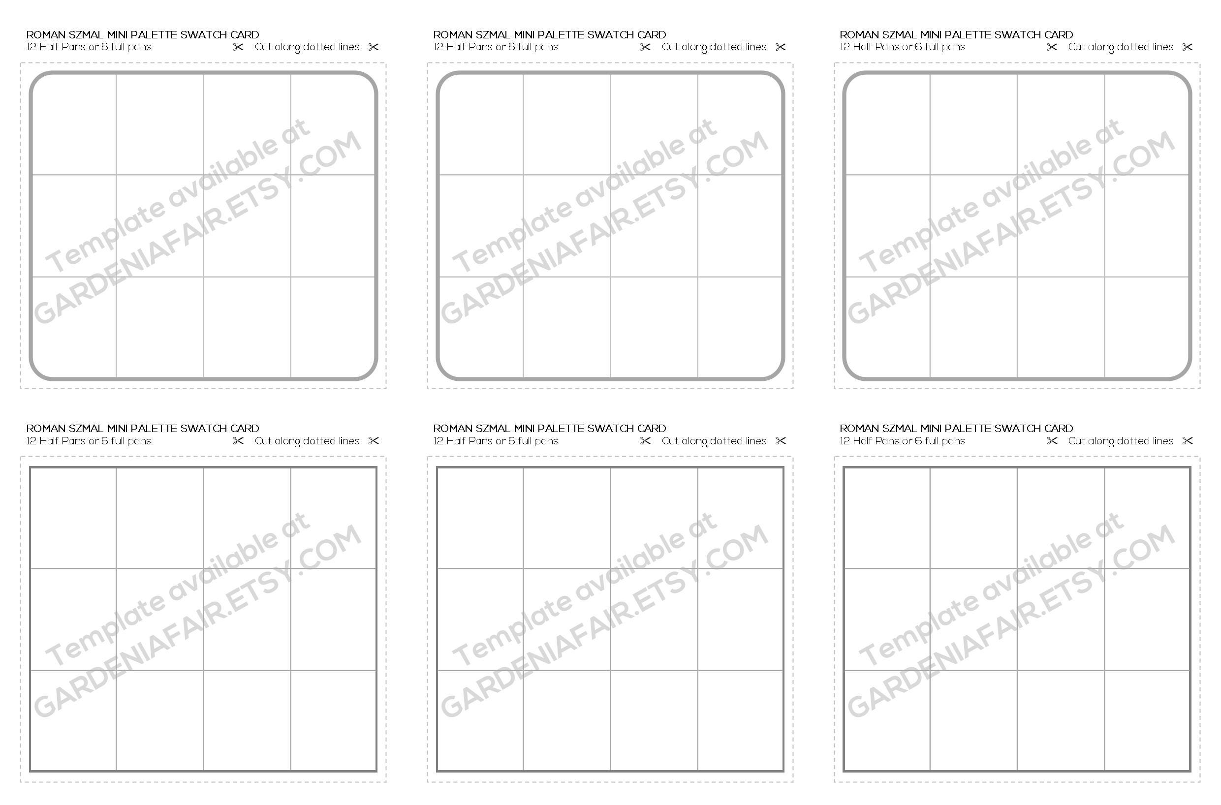 Digital Template Swatch Card for Roman Szmal Mini Urban Sketching ...