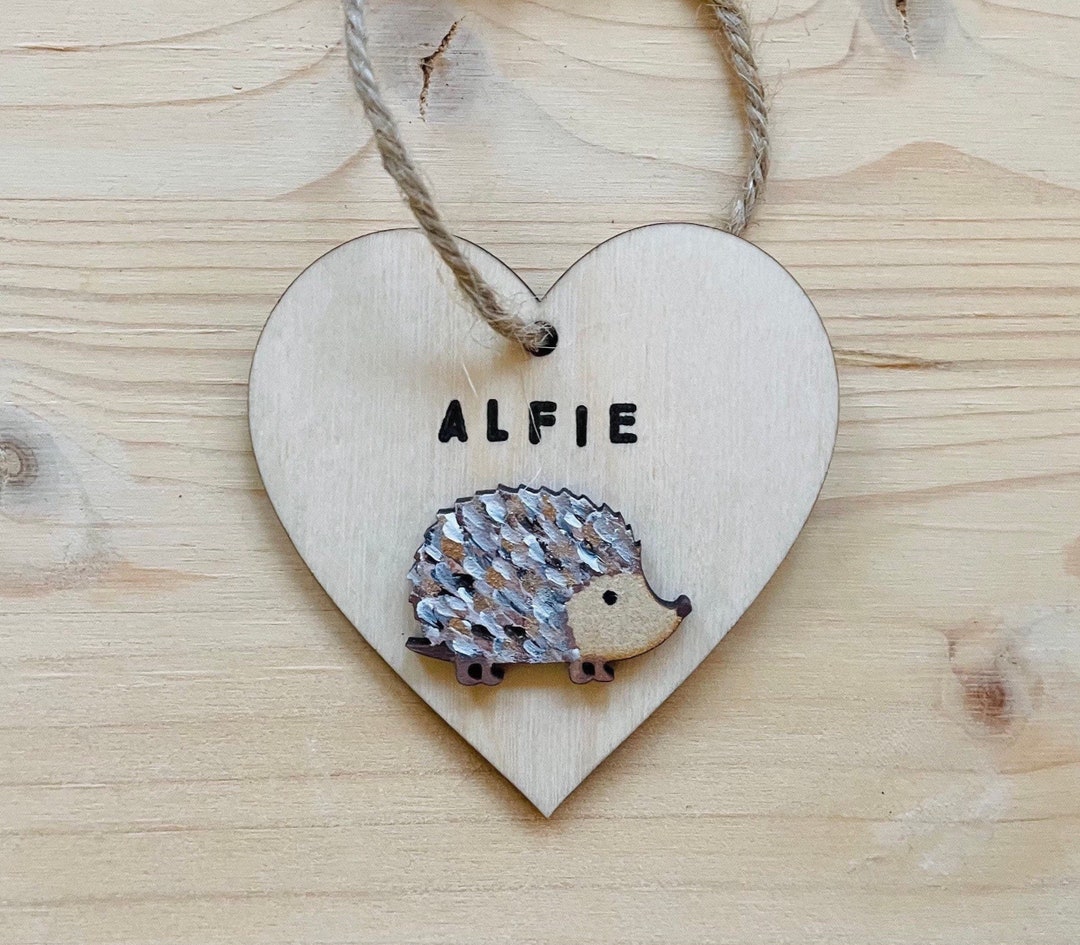 Personalised Hedgehog Heart Tag, Gift for Hedgehog Lovers, Wooden ...