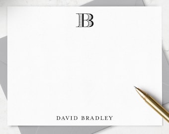 Monogrammed Note Cards for Men Custom Stationery Set With - Etsy