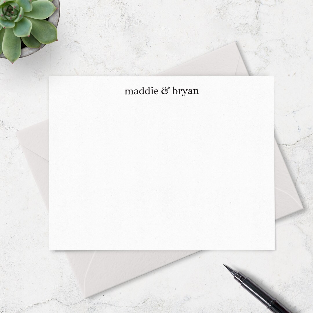 Personalized Stationary Note Card Set for Couples With Names in ...