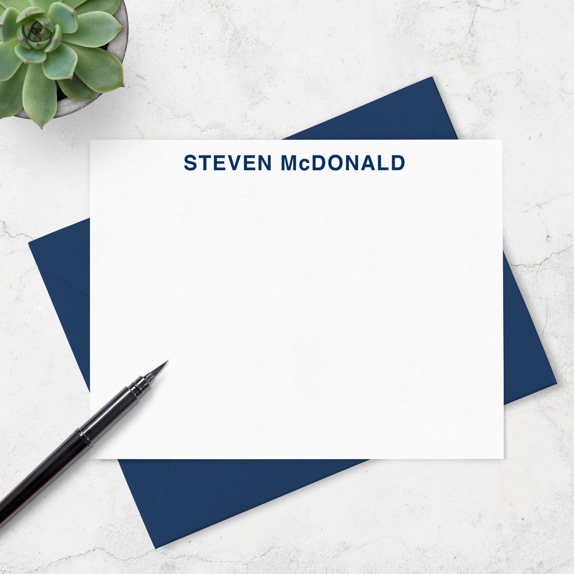 Personalized Note Card and Envelope Stationery for Men Simple - Etsy