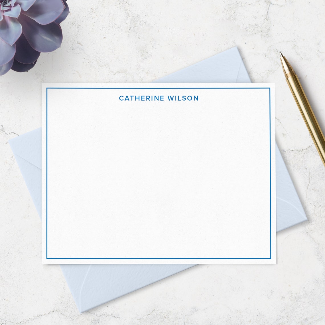 Border Note Cards Personalized With Name Modern Simple | Etsy