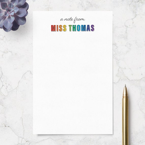 Teacher Note Pad Notepad for Teacher Personalized Teacher | Etsy
