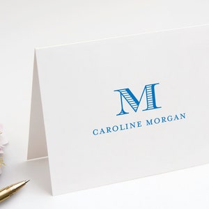 Folded Note Cards With Monogram and Name, Personalized Fold Over ...