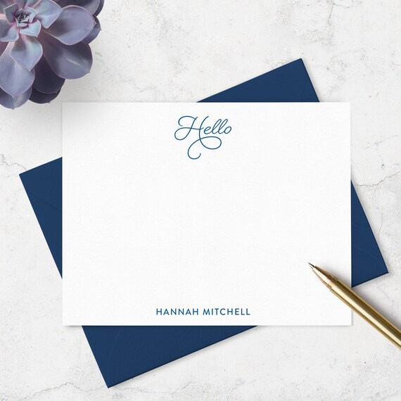 Personalized hello Note Cards and Envelopes Boxed | Etsy