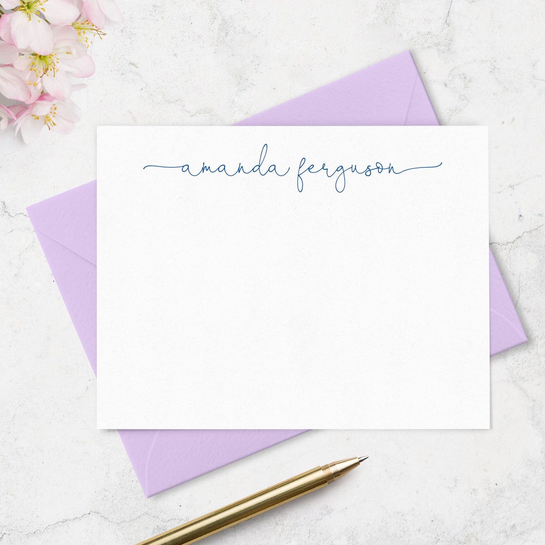 Personalized Script Name Note Cards With Envelopes, Personalized ...