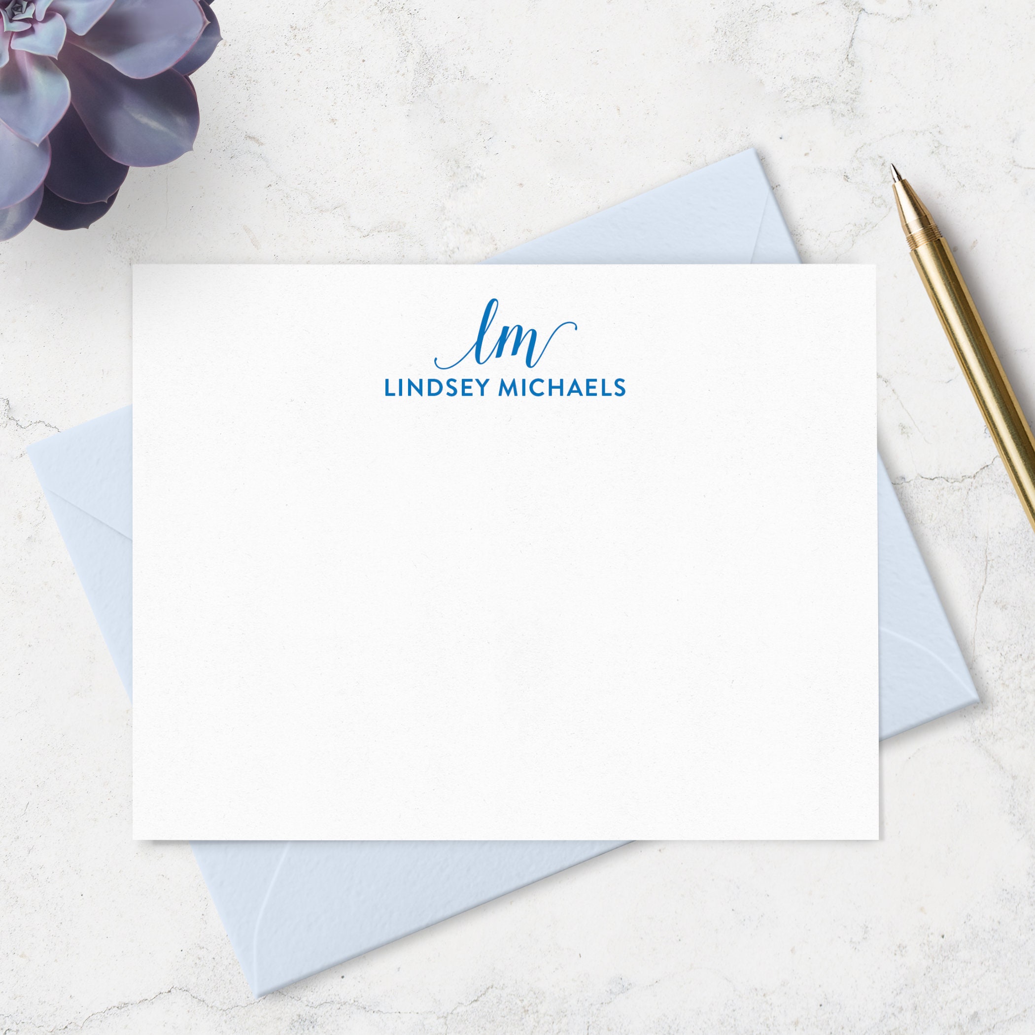 Monogrammed Note Cards Set Custom Stationery with 2 Letter | Etsy