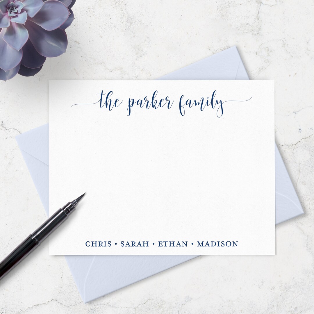 Family Note Cards and Envelopes Stationery Set Personalized - Etsy