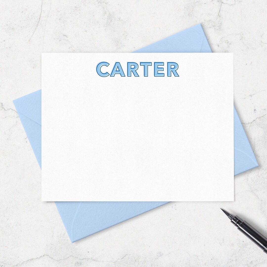 Note Cards for Boys, Personalized Notecard & Envelope Stationery for ...