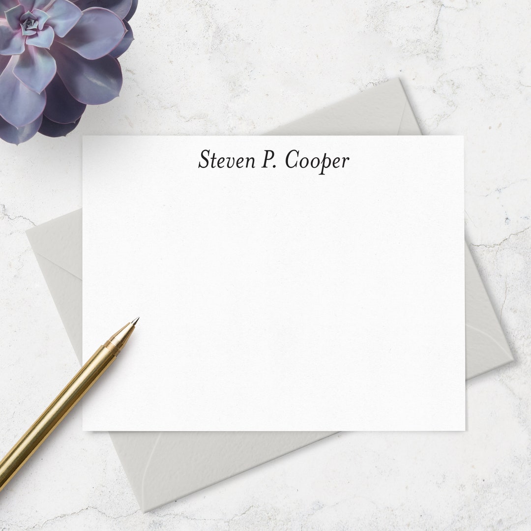 Personalized Note Cards for Men With Envelopes, Professional Stationery ...