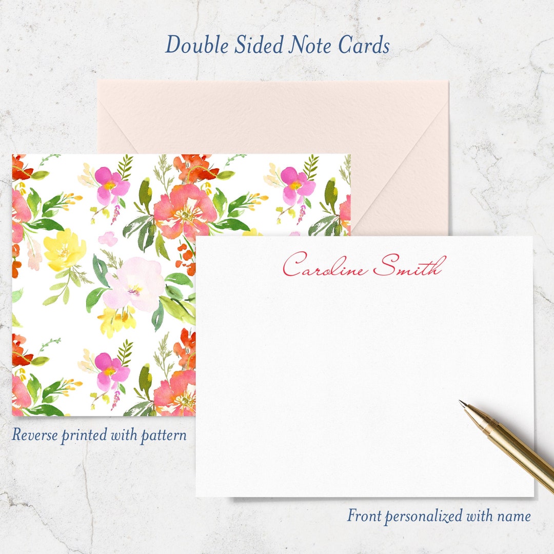 Personalized Double Sided Note Cards With Name on Front and - Etsy