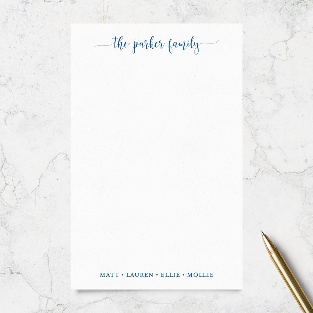 Personalized Family Notepad Lined or Unlined 50 or 100 Sheets, Tear off ...