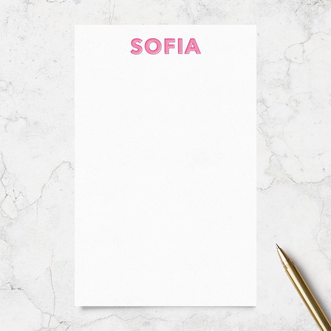 Personalized Kids Notepad in Pink Colors 50 or 100 Pages Lined or Blank ...