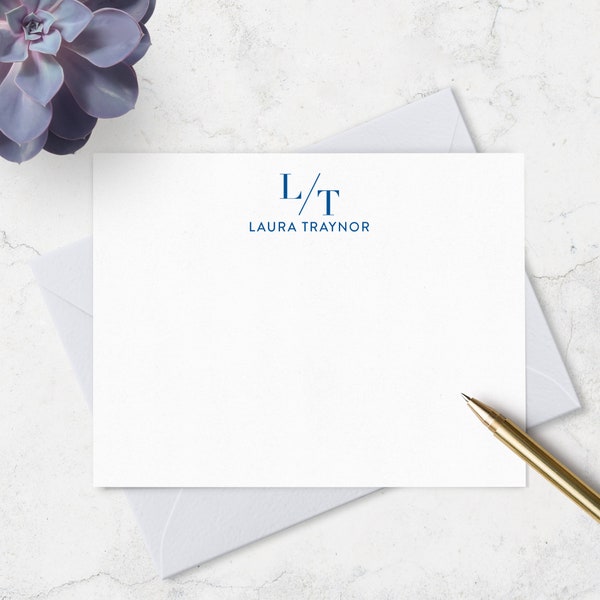 Custom Monogram Note Cards - Etsy