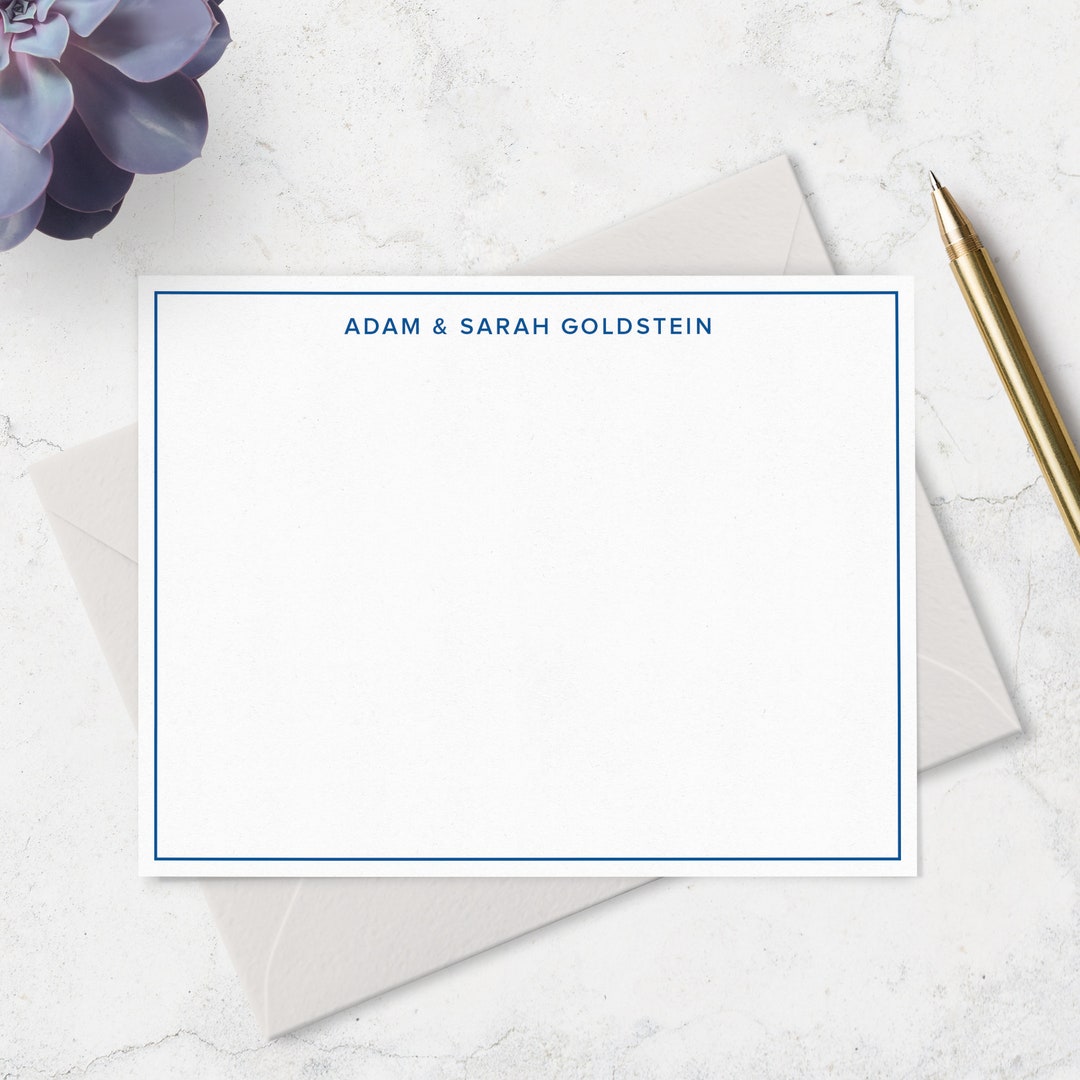 Border Note Cards Personalized With Name Modern Simple - Etsy