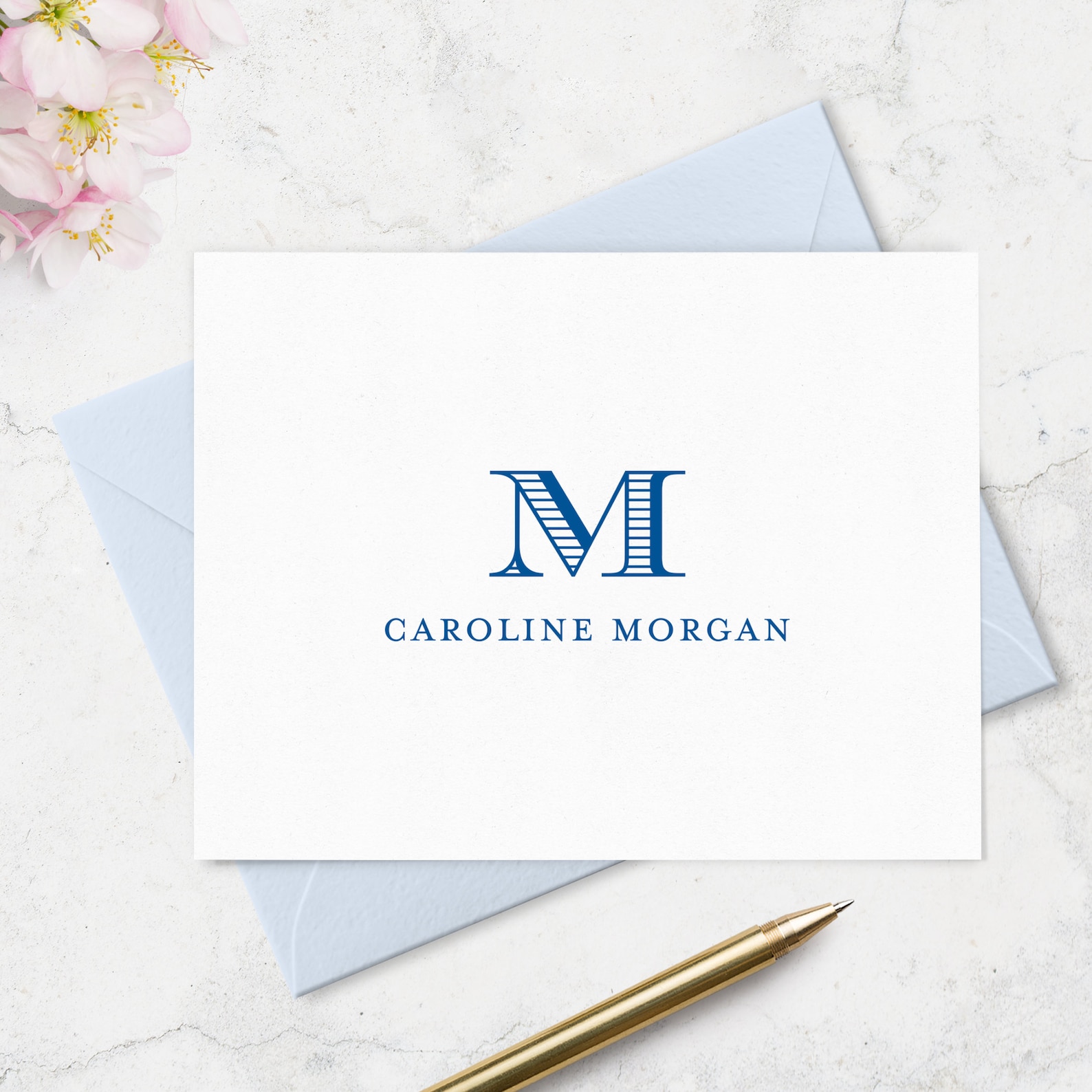 Folded Note Cards With Monogram and Name Personalized Fold - Etsy